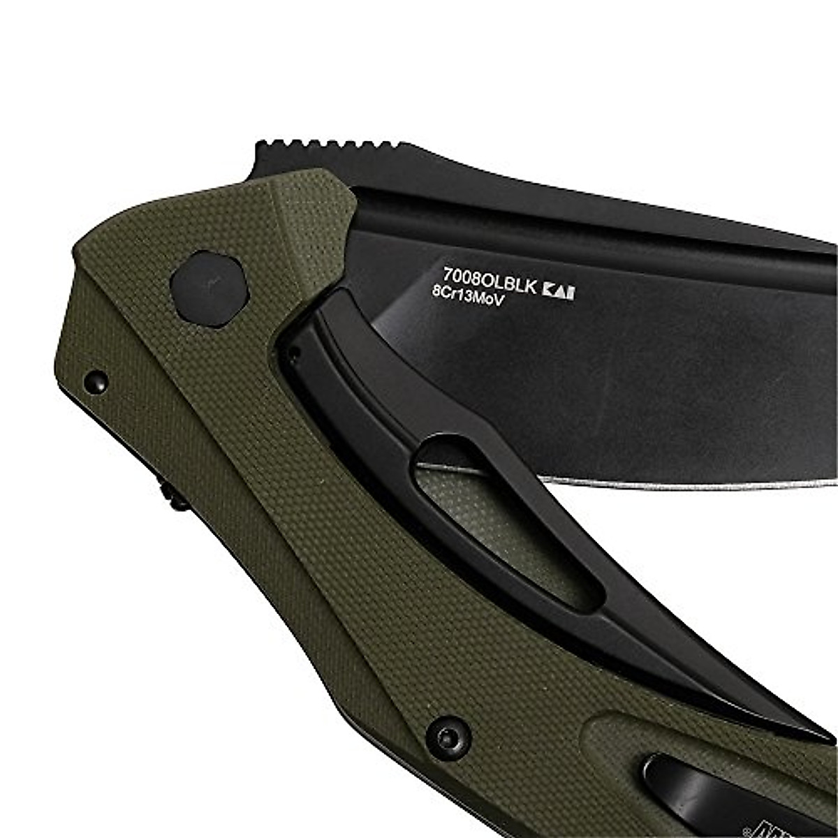 Kershaw Natrix XL Pocketknife (7008OLBLK); 3.75-inch Drop-Point Blade with Black-Oxide Coated 8Cr13MoV Steel; Olive-Drab G10 Handle Scales; KVT Ball-Bearing Manual Open; Reversible Pocketclip; 4.1 oz