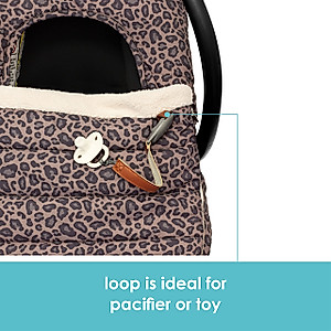 JJ Cole Winter Baby Car Seat Cover - Winter Car Seat Cover for Baby Seat or Stroller - Infant Car Seat Covers with Warm Sherpa Lining - Leopard