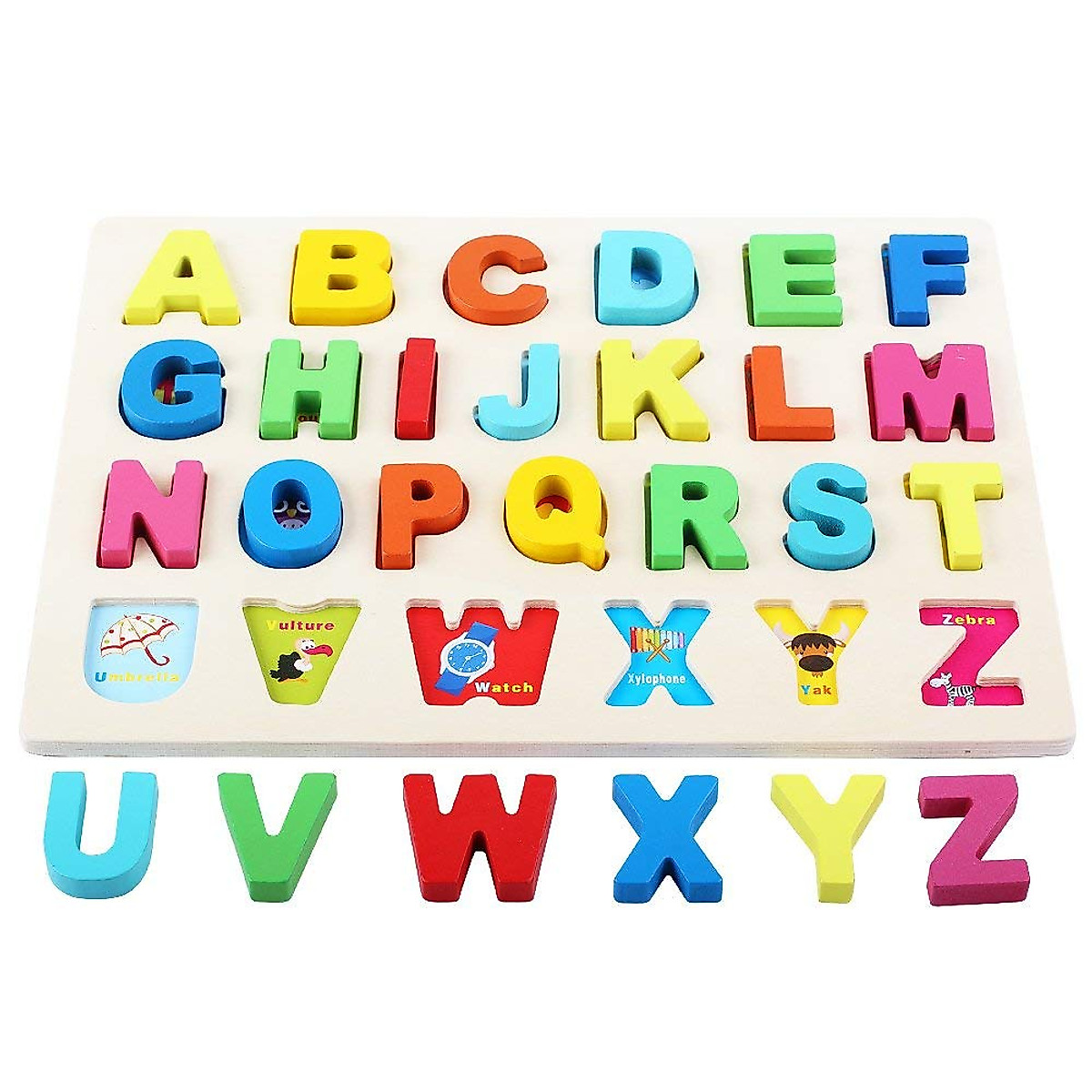 QZMTOY Wooden Puzzles for Toddlers, Wooden Alphabet Number Shape Puzzles Toddler Learning Puzzle Toys for Kids, 3 in 1 Puzzle for Toddlers, Age 3+ (Set of 3)