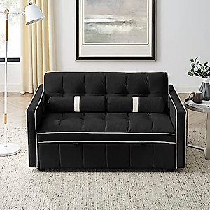 ERYE 3-in-1 Upholstered Futon Sofa Loveseat Convertible Sleeper Couch Bed,2-Seaters Sofa & Couch Soft Cushions Love Seat Daybed for Small Space Living Room Sets