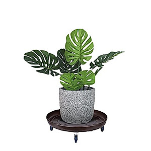 MYBAQ,Plant Tray with Wheels,Plant Caddy with Wheels Heavy Duty,Plant Rollers for Outdoor Plants,Plant Caddy,Plant Roller Base,Brown,Suitable for Homes, Gardens and Public Spaces