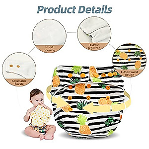 Baby Cloth Diapers One Size Adjustable Washable Reusable Pocket Diapers for Baby Girls and Boys 5 Packs +5 Microfiber Inserts (Yellow Orange)