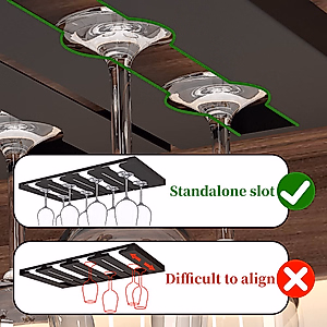 WSVILLE Wine Glass Rack - Under Cabinet Stemware Rack, Wine Glass Holder Glasses Storage Hanger Stainless Steel Material for Kitchen,Bar,Restaurant,Screw Install, Black