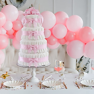 Classic Pastel Baby Shower Diaper Cake (4 Tier, Pink)…