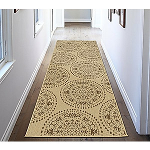 Silk Road Concepts Collection Rugs, 2'7" x 7', Beige Medallion