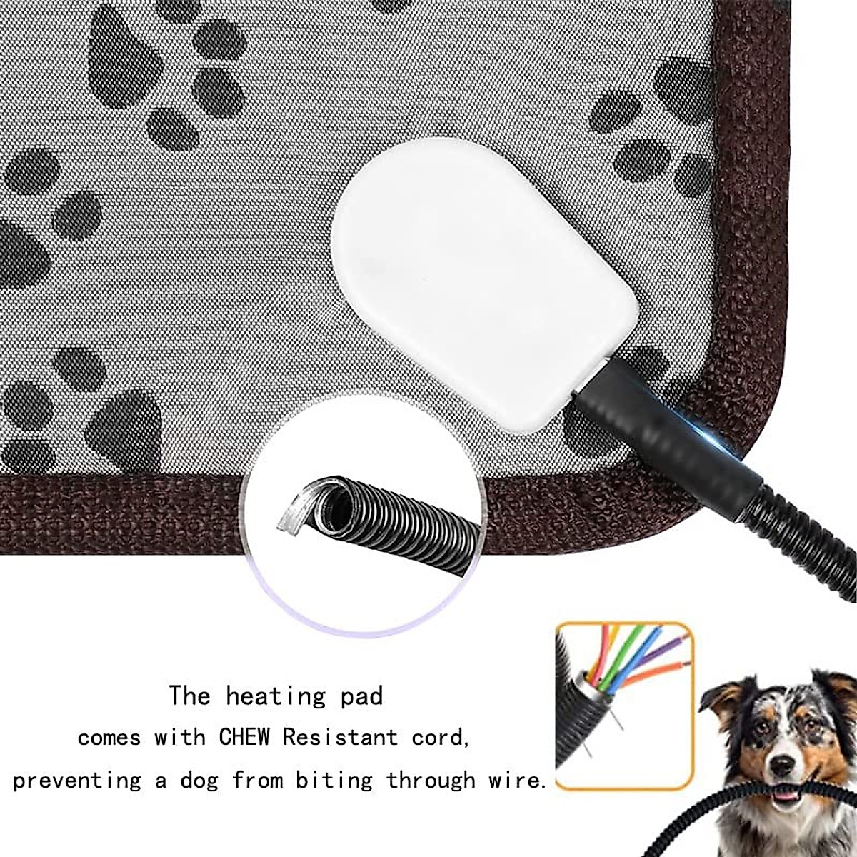 Dokinfish Pet Heating Pad, Electric Dog and Cat Thermal Mat,Adjustable Temperature Warming Heated Cat Bed,with Automatic Shut-Off Timer,Easy to Clean Waterproof Anti-Chewing Cord (19" Grey Cover)