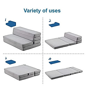 BDEUS Folding Mattress Folding Sofa 4" Breathable High-Density Foam Mattress Topper, Portable Guest Bed with Removable&Washable Cover, 75 x 39 inches