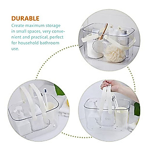 LALAFINA Loofah Shower Caddy Basket Plastic Storage Basket Shower Organizer Bucket with Handle Whale Pattern for Kitchen Dorm Bathroom Garden Cleaning Supplies White Scrunchies