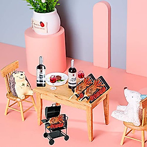 11Pcs Dollhouse BBQ Set,1:12 Dollhouse BBQ Grill Ovens and Food Drinks Set,Mini Cooking Tool Roasting Cart Firewood Rack Holder Kitchen Accessories for Garden Decoration