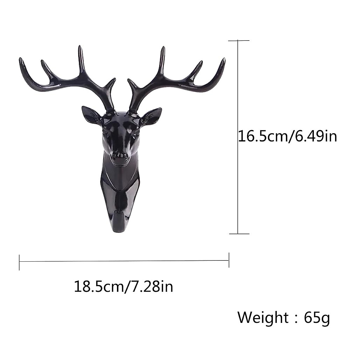 UVKDEENK 3pcs Moose Wall Hanging Hooks, Deer Head Hooks, Vintage Deer Hooks Decorative Wall Hanging Rustic Shabby Kitchen Bedroom Bathroom Towel Coat Hooks (Black)