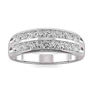 14K White Gold Moissanite by Charles & Colvard 2.2mm Round Band-size 6 0.72cttw DEW