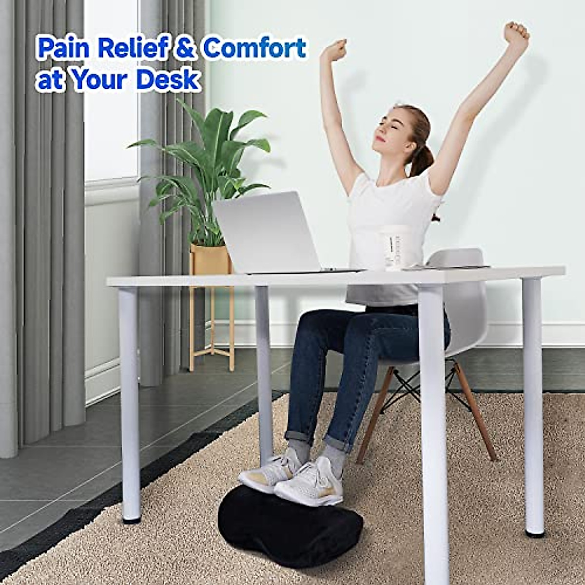 Foot Rest for Under Desk at Work - BEAUTRIP High Resilience Foam Under Desk Footrest Pillow with Massage Texture - Ergonomic Foot Stool for Office, Home, Car, Travel - Home Office Gaming Accessories