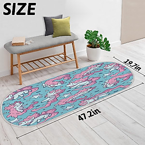 Tavisto Pink Unicorn Fluffy Oval Shaggy Rugs for Bedroom Aesthetic Plush Floor Mat - Soft and Absorbent - Ideal for Living Room,Home Decor, and Playrooms