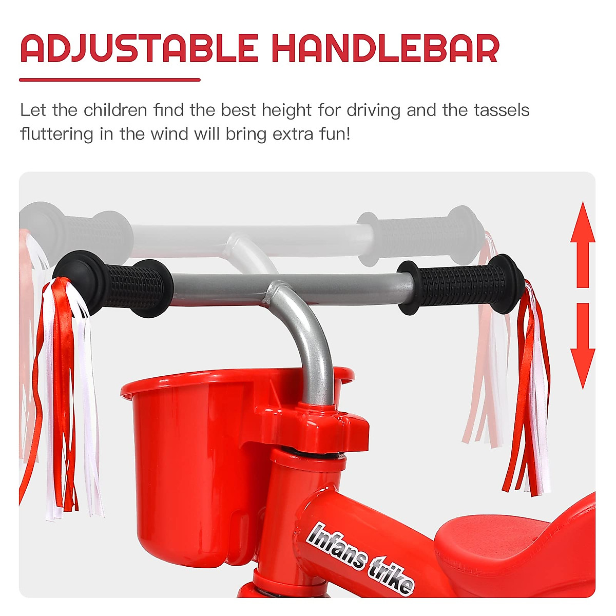 INFANS Kids Tricycle Rider with Adjustable Seat, Storage Basket, Premium Quiet Wheels, Non-Slip Handle (Green)