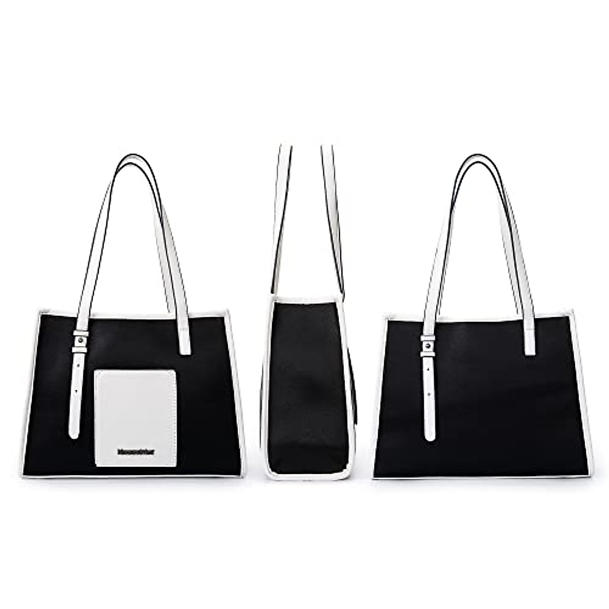 Montana West Satchel Handbags for Women Vegan Leather Two-toned Tote Purses Top-Handle Shoulder Bags AR-MWC-125BK, Black