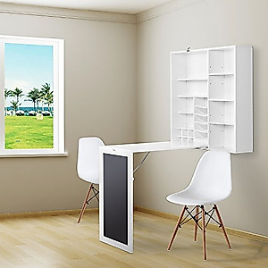 Utopia Alley Fold-Out Convertible Desk with Storage Cabinet and Shelves, White