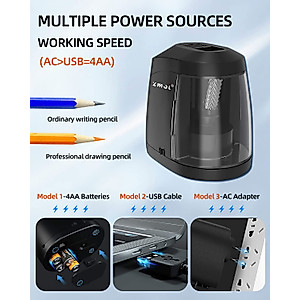 ZMOL Electric Pencil Sharpeners Battery Operated, Pencil Sharpener for Colored Pencils, Auto Stop for No.2/Colored Pencils(6-8mm),School/Classroom/Office(USB Cable Included)