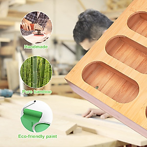 Kitchen Foil and Plastic Wrap Organizer, Bamboo Ziplock Bag Storage Organizer, Wrap Dispenser with Cutter，Compatible with Gallon, Quart, Sandwich and Snack Variety Size Bag