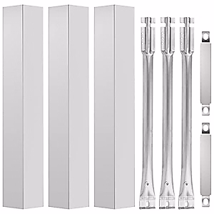 MOASKER Grill Replacement Parts for Char-Broil Oklahoma Joe’s Smoker Accessories, 1767054 Heat Plates & 1767017 Grills Burner & Crossover Tube Kit for Oklahoma Joe Longhorn Combo 3-Burner