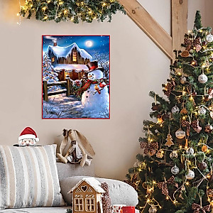 WUSARPLY Christmas Stamped Cross Stitch Kits - Snowman Needlepoint Counted Cross Stitch Kits for Beginners Adults Patterns Dimensions Embroidery Kits Arts and Crafts