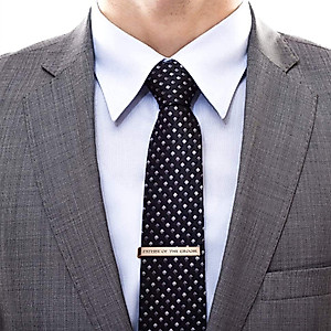 LParkin Stainless Steel Tie Clip Wedding Set - Father of The Groom Tie Clip - Father of The Bride Tie Bar (Father of The Groom-Rose Gold)