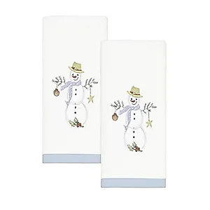 Avanti Linens Coastal Snowman Collection, 2 pk Fingertip Set, White