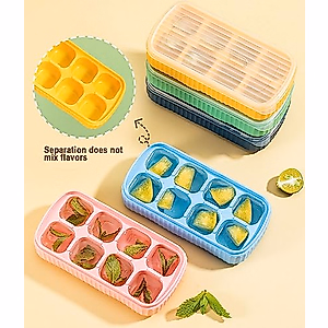 Small Ice Cube Silicone Trays with Lids, Mini Ice Cube Trays for Freezer 3 Pack, Tiny Ice Cubes Tray with Cover, Silicone Bottom PP Lid BPA Free, Easy-Release Reusable