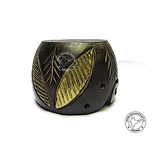 Hind Handicrafts Premium Solid Dark Handmade Crafted Wooden Portable Antique Yarn Storage Bowl - Holder for Knitting Crochet Hook Accessories (6" x 6" x 4", Antique - Golden Leaf)