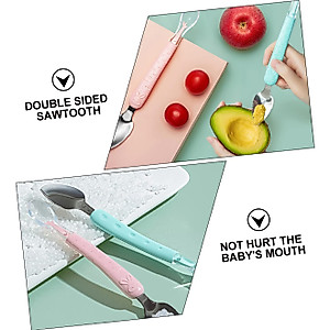 Kisangel Mud Scraping Spoon 2 Sets Scraper Toddler Double Head Stainless Steel Feeding Spoon Stainless Steel Spoon