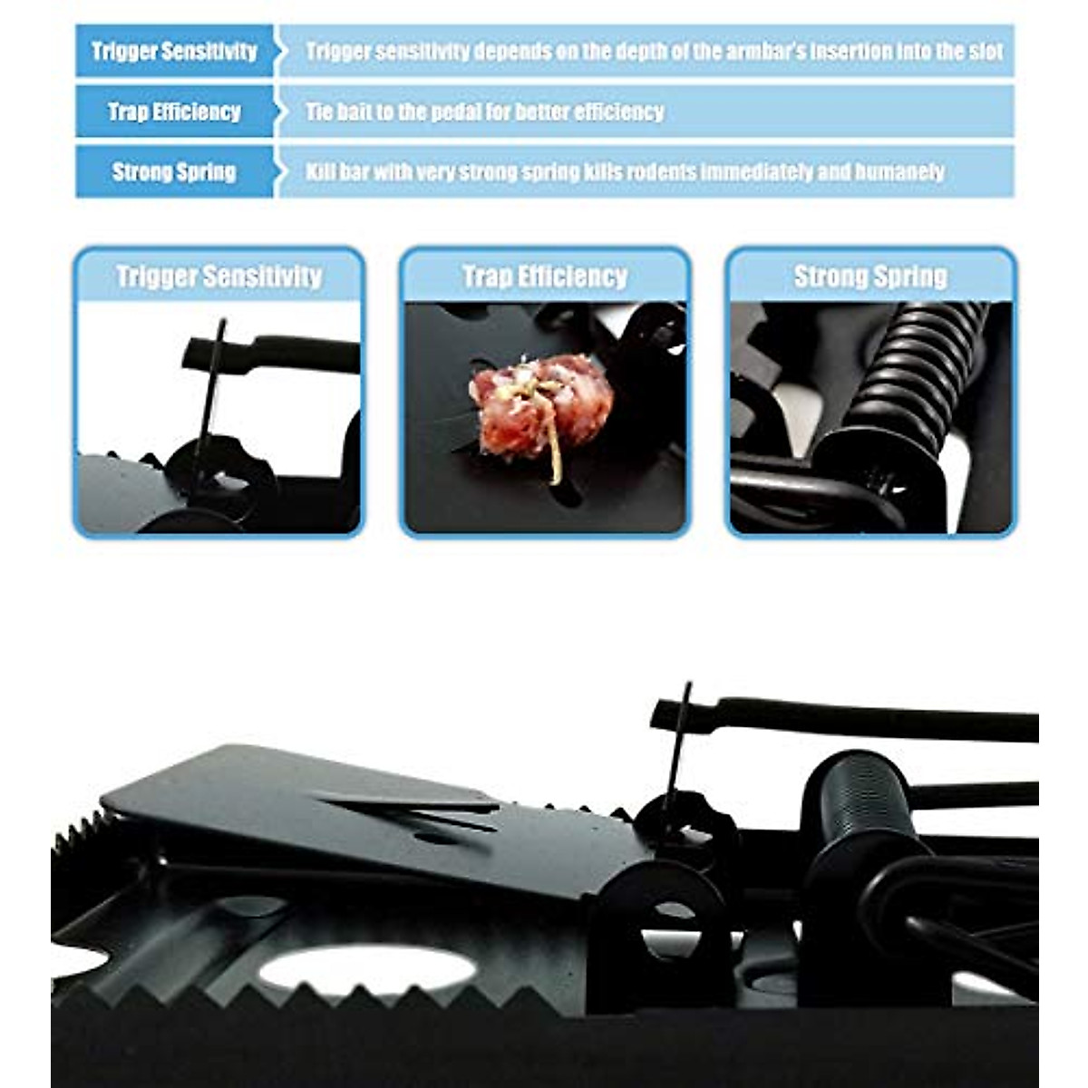 made2catch Pack of 4 Classic Metal Rat Traps Fully Burnished - Powerful Snap Trap for Rats, Chipmunks - Humane Rat Traps That Work - 4 Traps