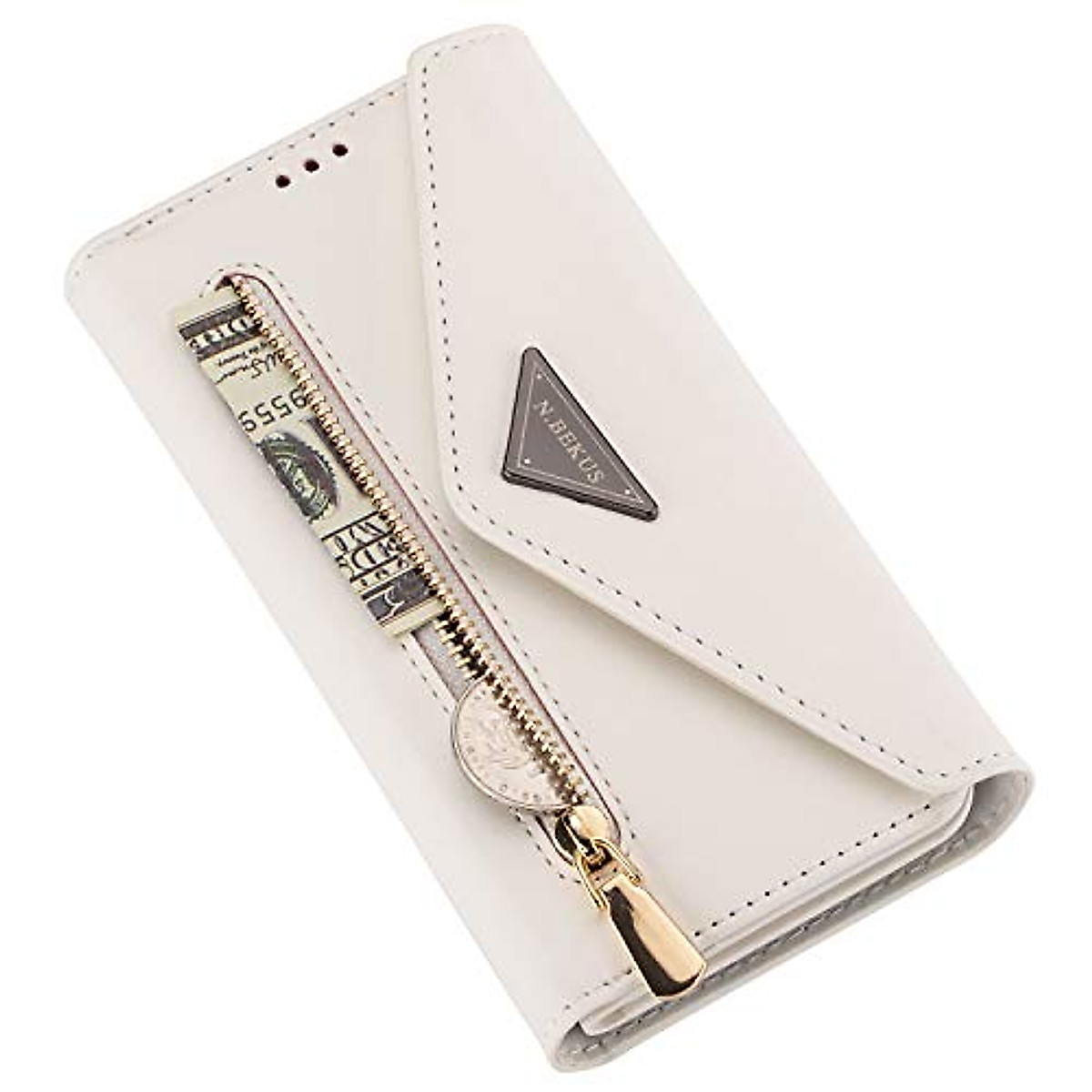 CCSamll Wallet Case for Samsung Galaxy S22+ Plus (Not S22), Crossbody Neck Strap Lanyard Purse Handbag Shoulder Strap Cover with ID Card Holder Phone Case for Samsung Galaxy S22 Plus XK White