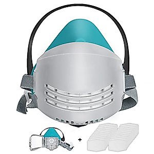ANUNU Reusable Half Facepiece with 20 Filters Set Dust Respirator with Replaceable Filters for Painting, Polishing, Welding, Vapor, Woodworking and Other Work Protection