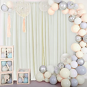 10x10 Ivory Backdrop Curtain for Wedding Parties Wrinkle Free Ivory Photo Curtains Backdrop Drapes Fabric Decoration for Baby Shower Photoshoot 5ft x 10ft,2 Panels