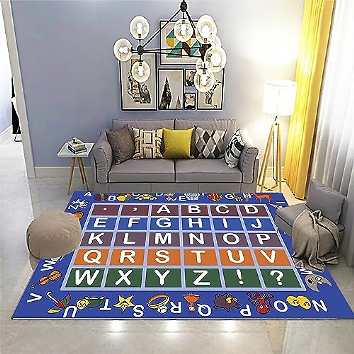 Children's Education Area Rug, 5x7ft, ABC Alphabet Animals Educational Learning & Fun Game Play Mat，Boy and Girl Kids Carpet for Kid's Room,Toddler Classroom Daycare