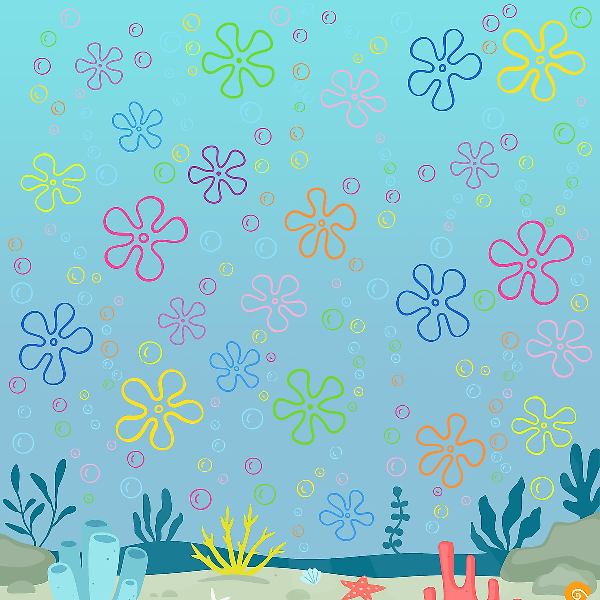 Dripykiaa 183 Pieces Flowers Bubbles Wall Decals Under The Sea Birthday Party Decorations Wall Stickers for Bedroom Bathroom Decor Wall Decor for Boys Girls Teens Adults