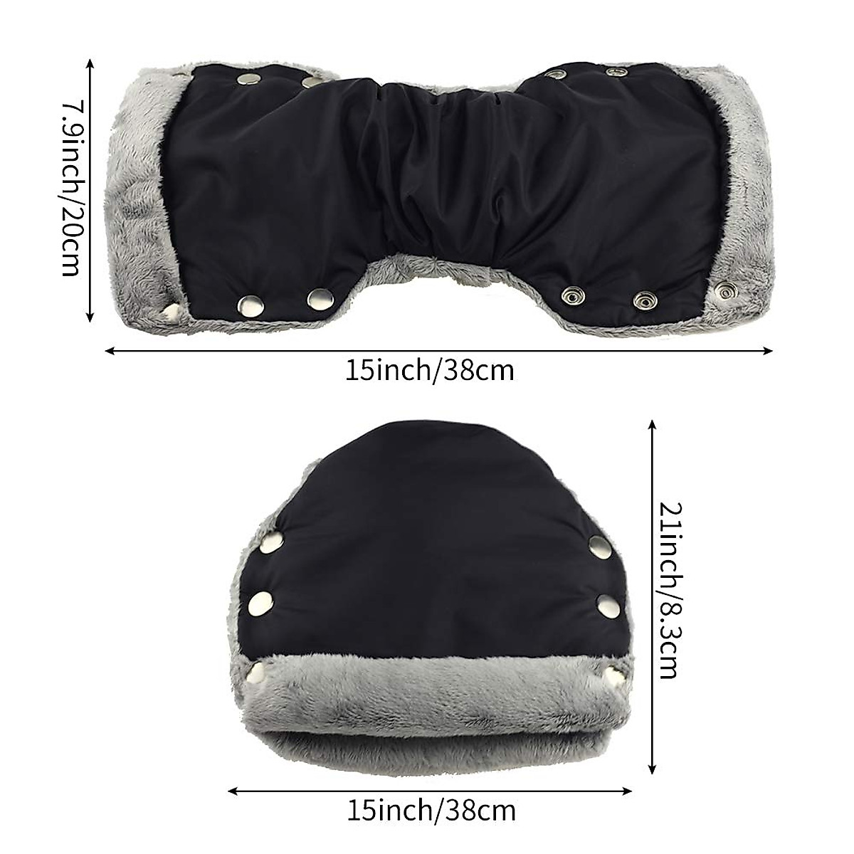 Stroller Fleece Hand Muff, Pram Pushchair Gloves Hand Gloves Waterproof Anti-Freeze Extra Thick Warm Winter Baby Stroller Gloves for More use with 1 Buggy Clip