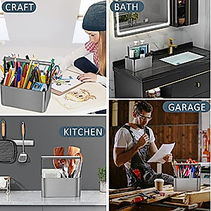 BYUNER Portable Shower Caddy Basket Bin with Handle and Adjustable dividers for College Dorm, Large Plastic Bathroom Storage Organizer Tote