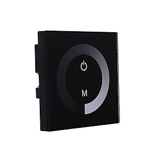 DC12V-24V Single Color Touch Panel Dimmer LED Light Strip Wall Switch Controller Dimming Controller Light Switch (Black)