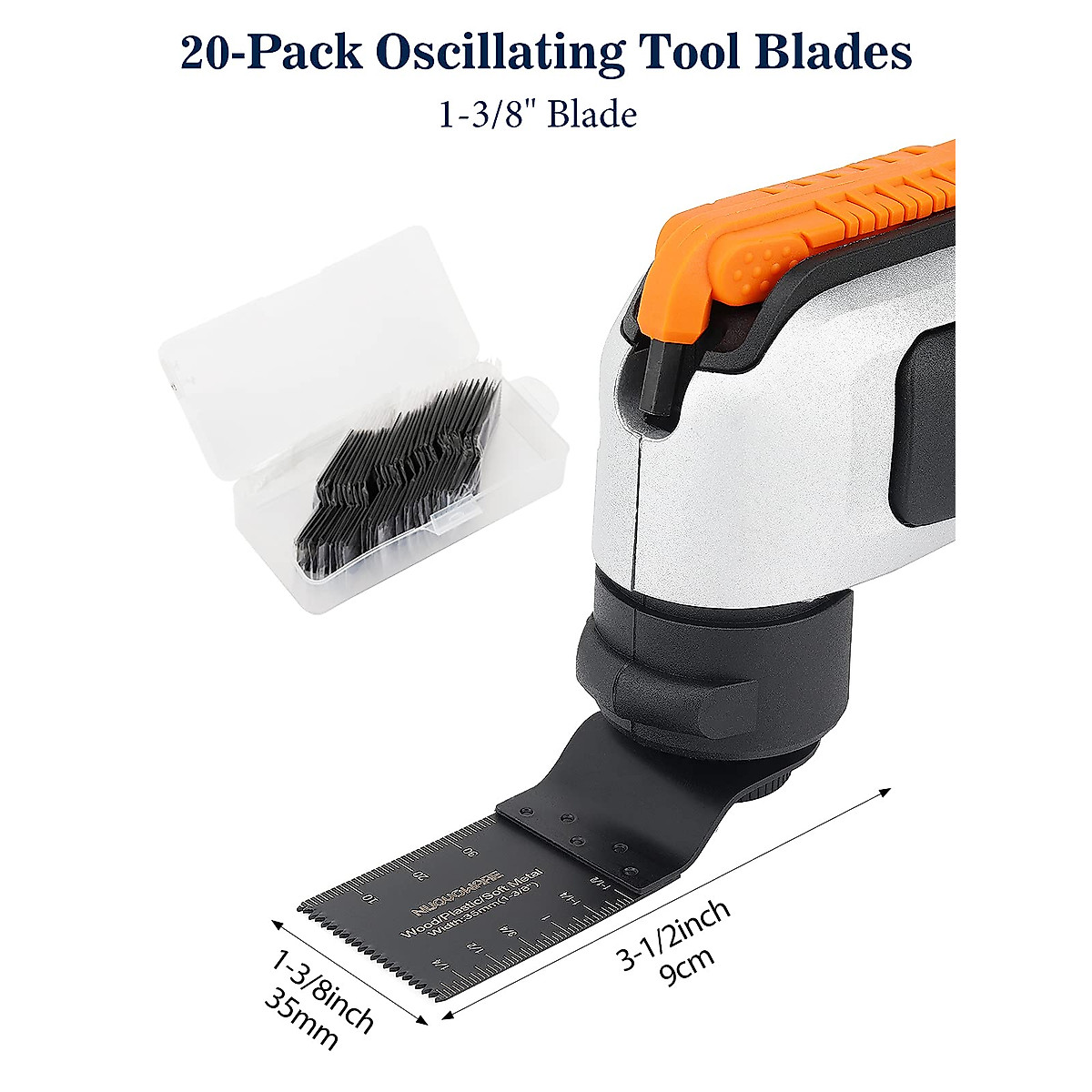 Nuovoware Universal [20PCS] Wood Oscillating Saw Blades, 1-3/8” Metal Quick Release Multitool Kit Compatible with Fein Multimaster Craftsman Rockwell Bosch Ryobi Worksite