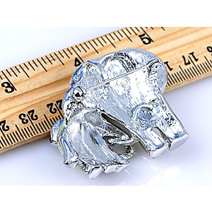 Alilang Crystal Sapphire Eyed Pearlescent Paint Elephants Pin Brooch