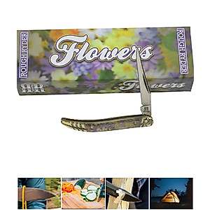 Wild Flowers Toothpick Pocket Knife Rr2092 Single Open Folding Blade Outdoor Survival Hunting Knife for Camping by Survival Steel