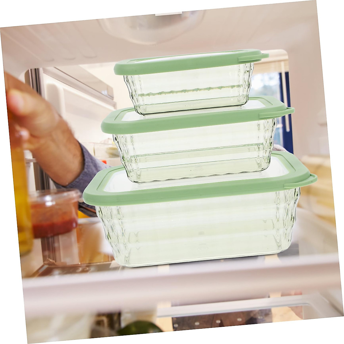 ULTECHNOVO 6 Pcs Kitchen Storage Box Fruit Food Container Stackable Fridge Drawer Grain Storage Case Candy Nuts Container Food Organizer Rifgerator Organizer Bins Snack Storage Case Pp