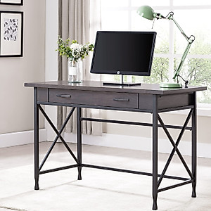Leick Chisel & Forge Writing Desk, Smoke Gray/Matte Black