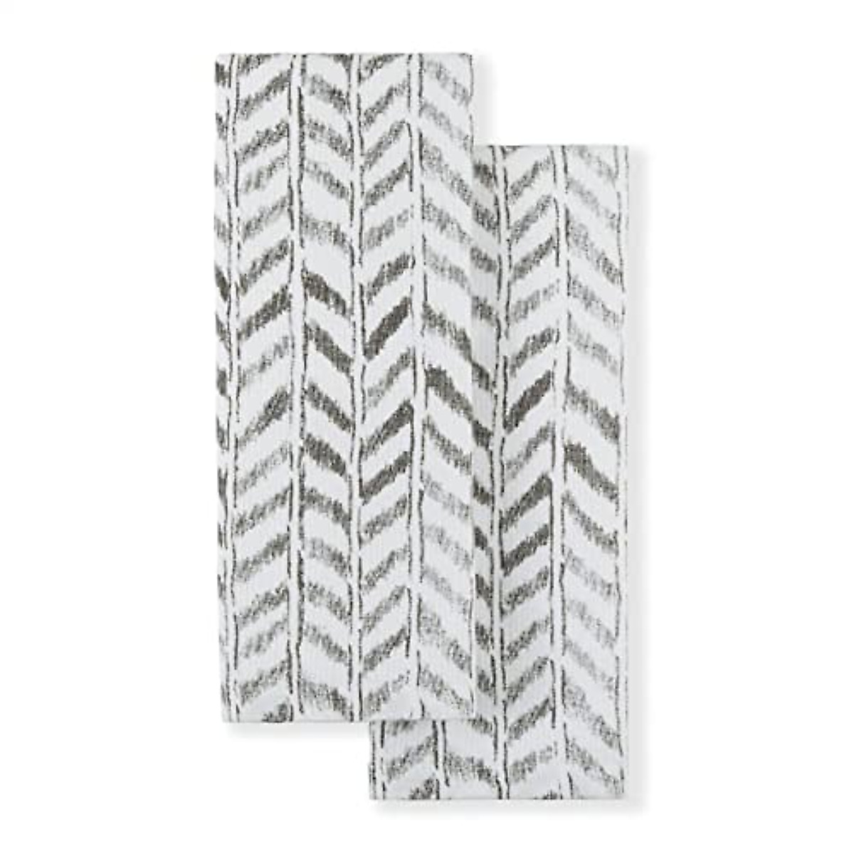Tommy Bahama Maui Herringbone Dual Purpose Kitchen Towel 2-Pack Set, Grey, 16"x28"