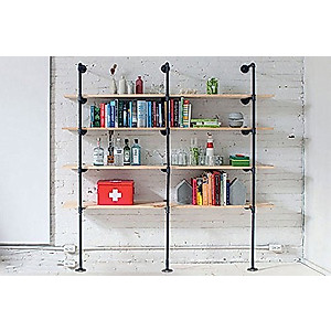 FOF FRIEND OF FAMILY Industrial Retro Wall Mount Iron Pipe Shelf,DIY Open Bookshelf,Hung Bracket,Home Improvement Kitchen Shelves,Tool Utility Shelves, Office Shelves,Ceiling Mount Shelf Shelves