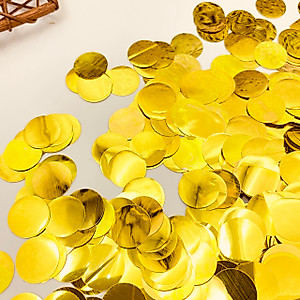 10000PCS/100g Sparkle Foil Metallic 15mm Round Confetti Circle Dot Table Scatter Confetti for Wedding Graduation Baby Shower Birthday Engagement Party Favors Decorations (Gold)