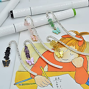 TUCAI 5 Pcs Antique Silver Metal Bookmarks Crystal Butterfly Bookmark Hook Bookmark for Women Kids Teens Girls Readers Book Lovers