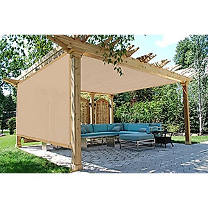 Voticky Sun Shade Cloth Shade Fabric Privacy Screen with Grommets for Patio Garden Pergola Carport Canopy Cover 8' x 8' Wheat