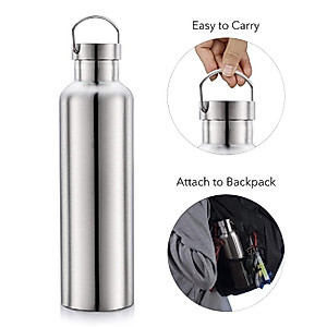 Gteller Stainless Steel Vacuum Insulated Water Bottle 34/25/20/17/12oz 18/8 for Hot and Cold Drinks, Double Walled, Leak Proof (Silver(12oz))