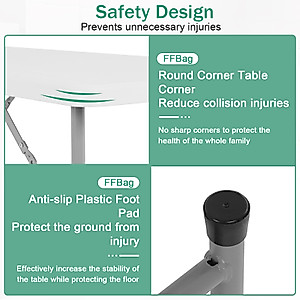 Folding Table, 4 FT Heavy Duty Plastic Foldable Table with Carrying Handle, Adjustable Height Portable Party Tables for Garden Party Picnic Camping BBQ Dining Kitchen Wedding Market Events